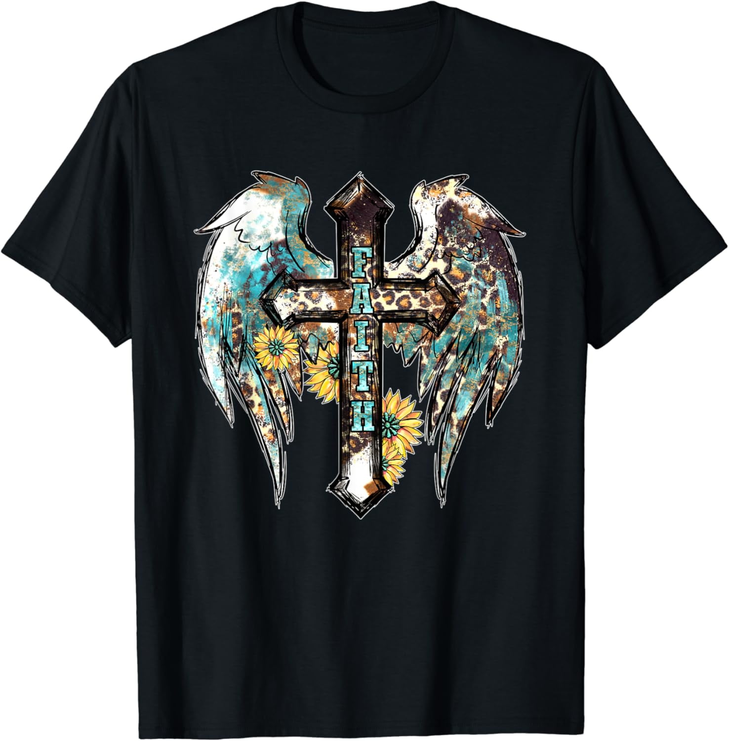 Christian Western Cross With Sunflower Decor For Women Faith T-Shirt ...