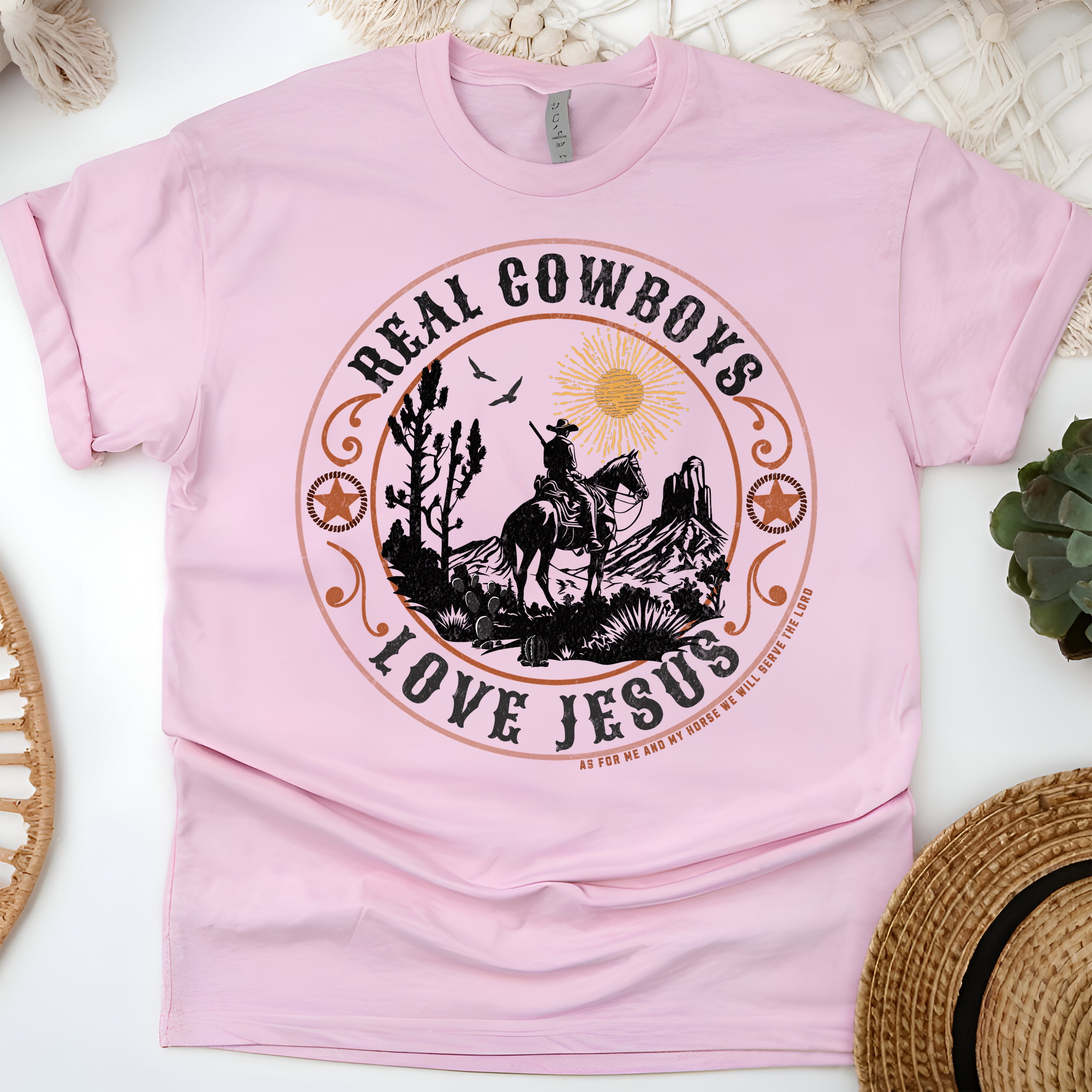 Christian Western T-Shirt – Real Cowboys Love Jesus Graphic Tee, Faith ...
