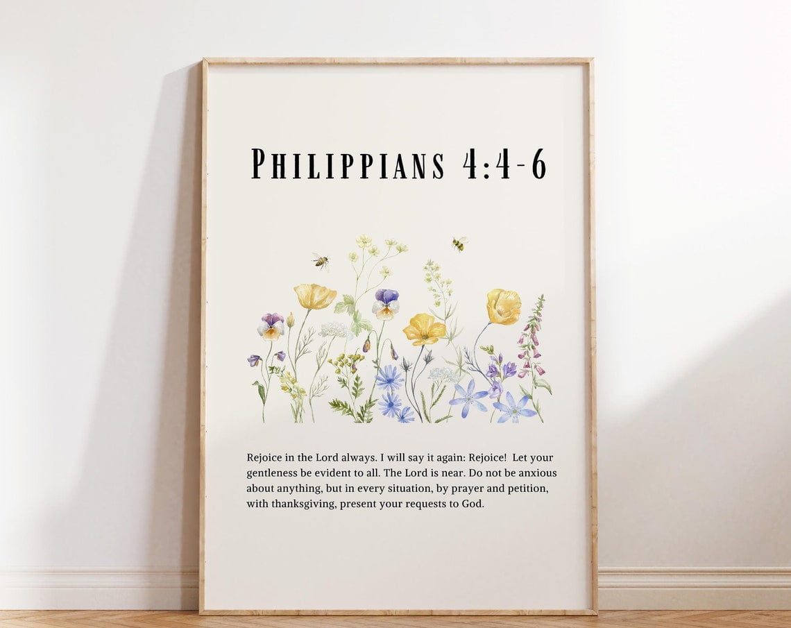 Christian Wildflower Wall Art Print, Philippians Scripture, Religious ...
