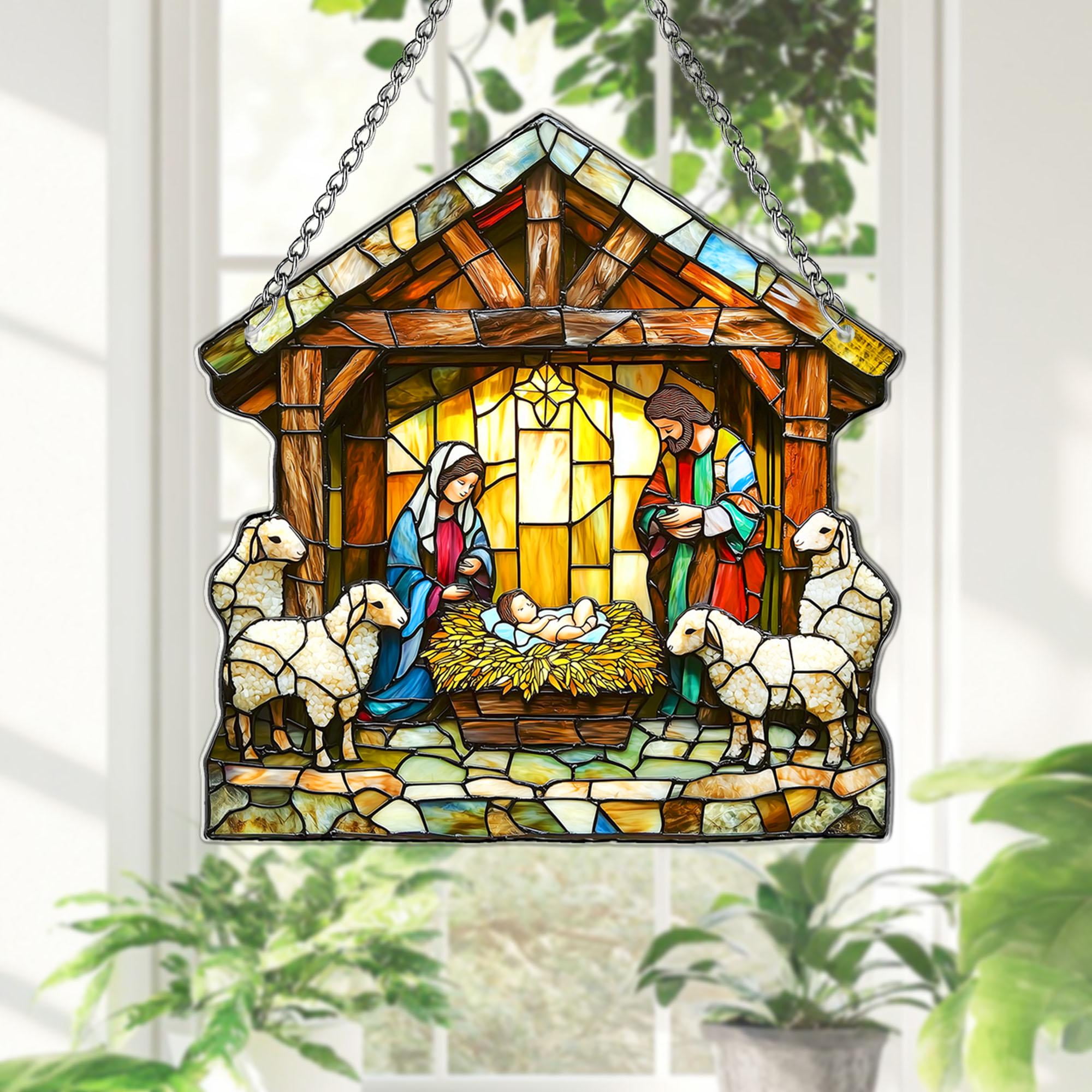 Christian Window Hanging Christmas Acrylic Suncatcher Jesus and Mary ...