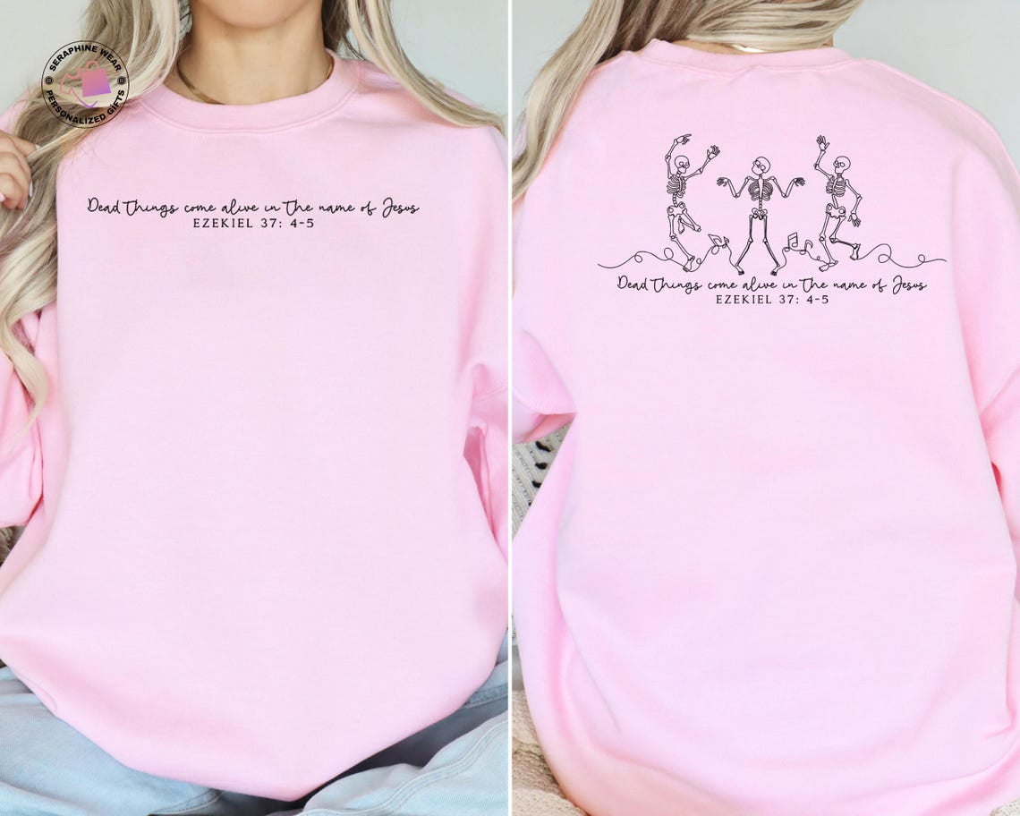 Christian Winter Holiday Sweatshirt, Dancing Skeleton Dry Bones Come ...