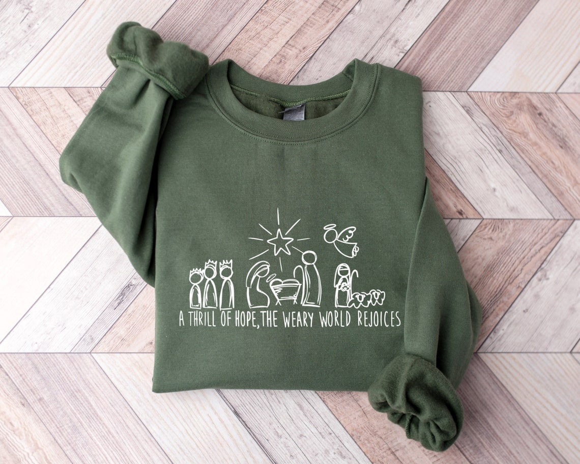 Christian Winter Sweatshirt, Nativity Scene Sweater, Winter Nativity ...