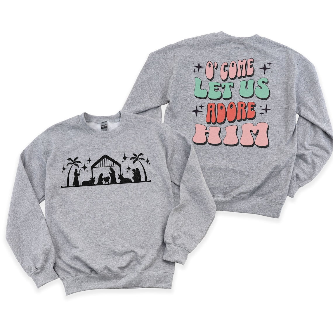 Christian Winter Sweatshirt, Winter Jesus Shirt, Nativity Scene Sweater ...