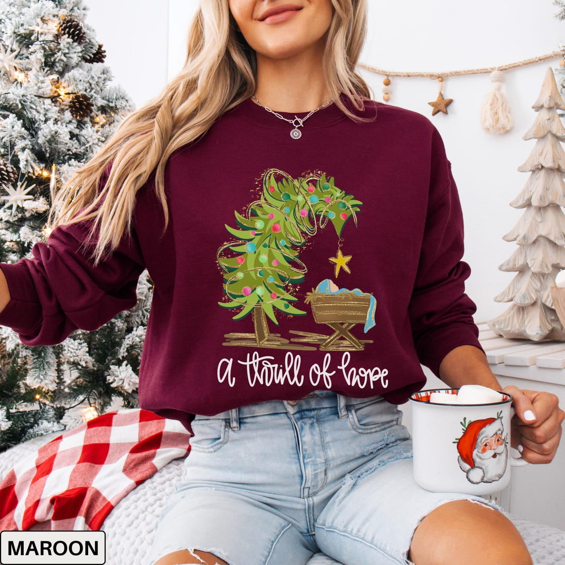 Christian Winter Sweatshirt Women, Nativity Sweaters, Religious Winter ...