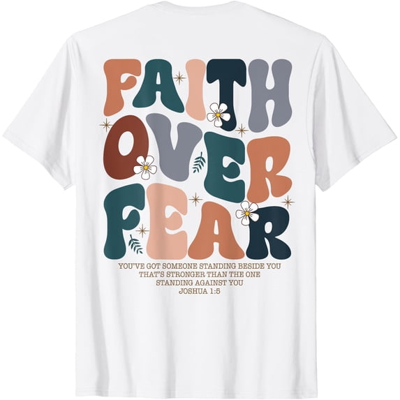 Christian Women Girls Kids Jesus Religious Faith Over Fear T-Shirt ...