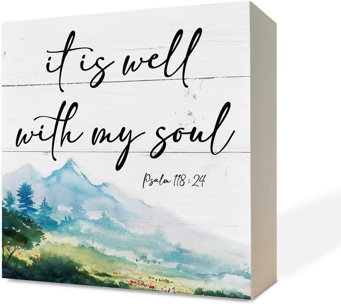 Christian Wood Signs Bible Verse Psalm It Is Well With My Soul Box Sign ...