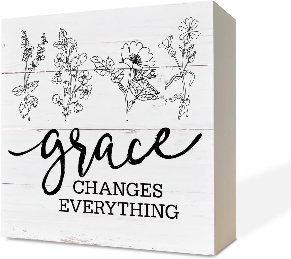 Christian Wood Signs Grace Changes Everything Wood Signs Box Sign Decor ...