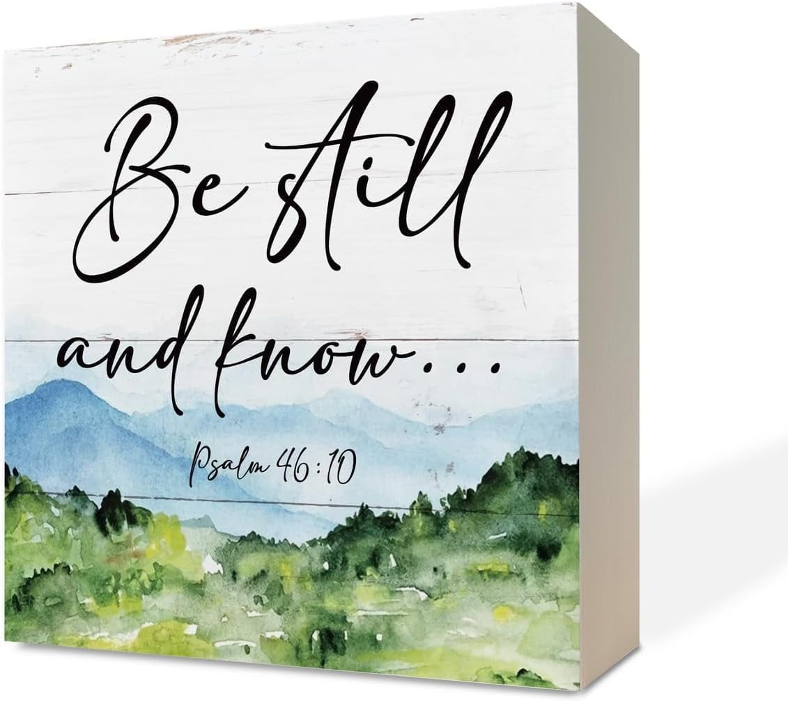 Christian Wood Signs Psalm 46:10 - Be Still And Know Box Sign Decor ...