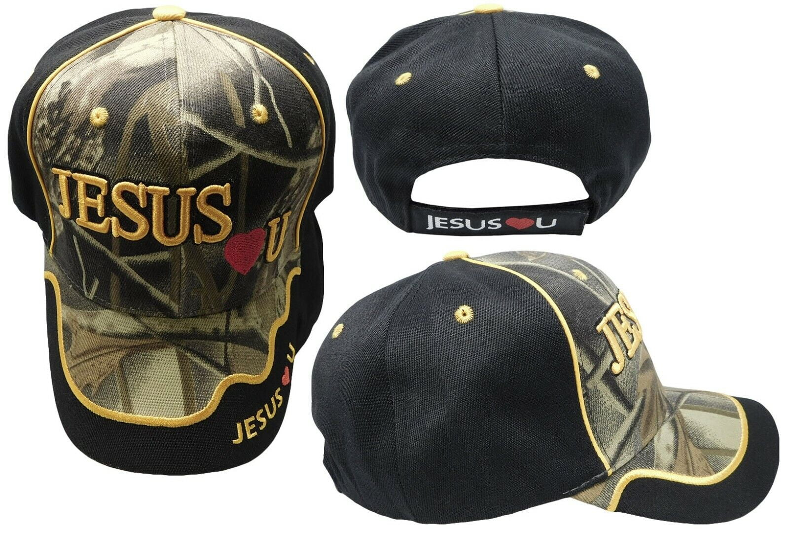 Christian hats Jesus Love you WOODLAND CAMO Bill Cap Hat - Walmart.com