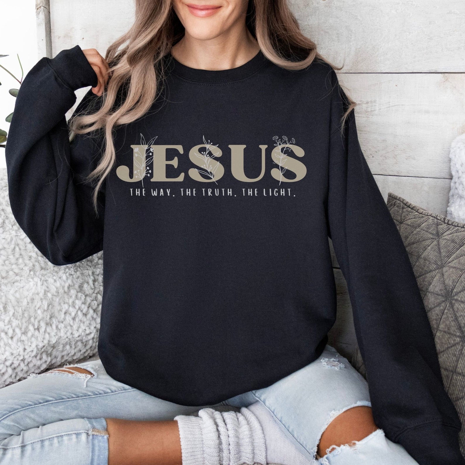 Christian sweatshirt- jesus the way the truth the life - bible verse ...
