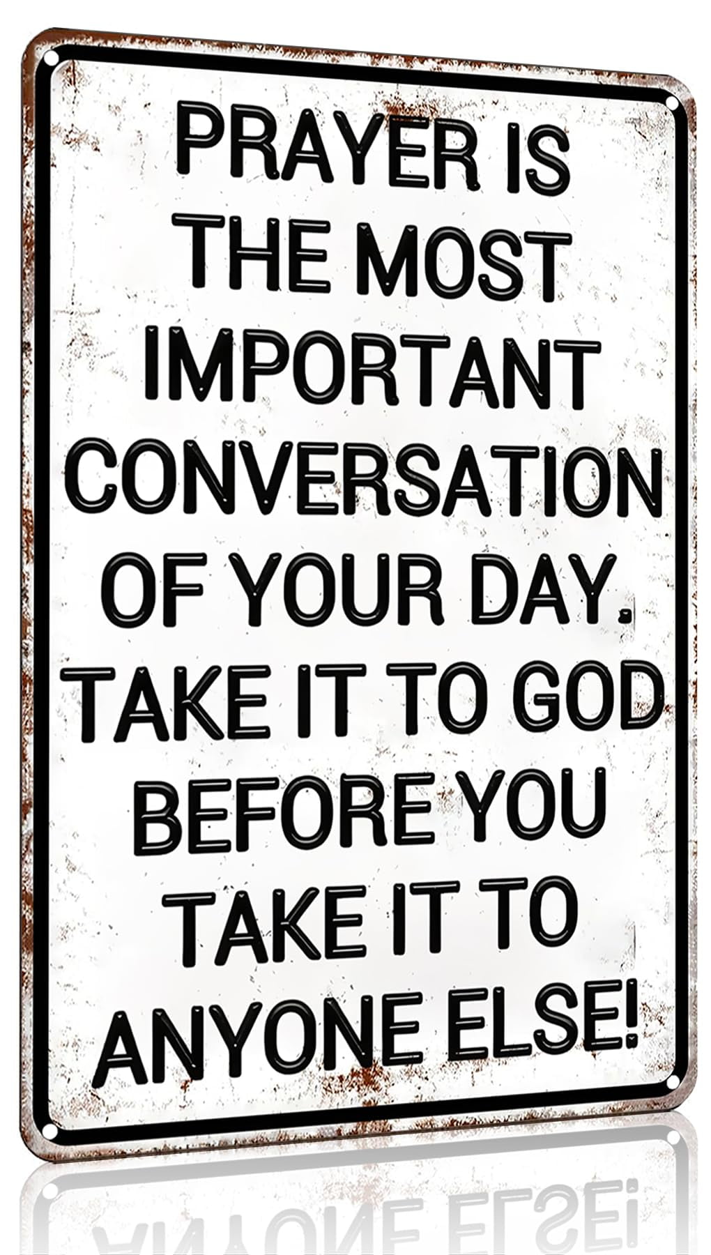 Christian wall art prayer sign, vintage tin metal decor for home church ...