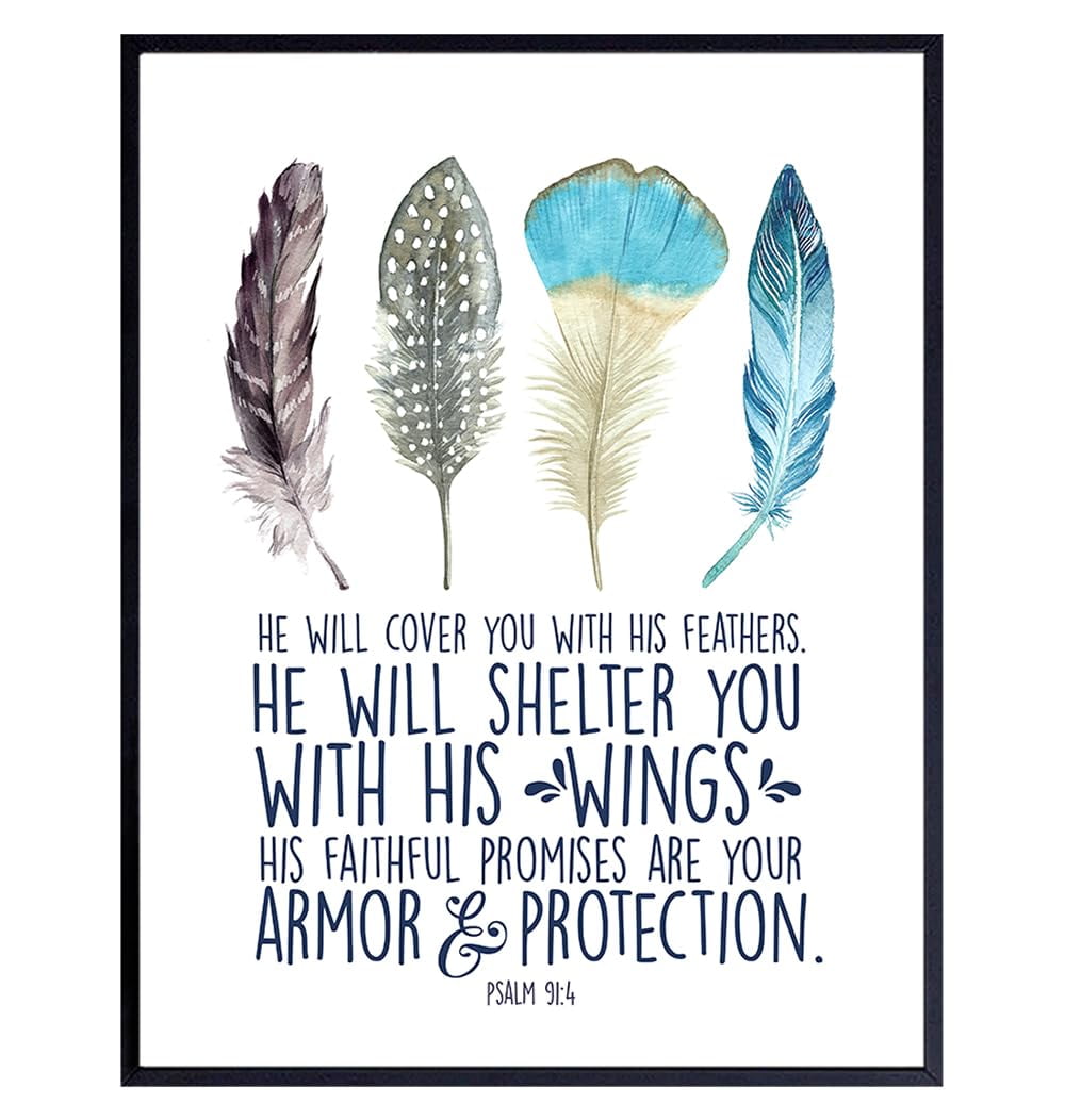 Christianity Bible Verse Art Print LARGE 11x14 - Psalm 91 - He Will ...