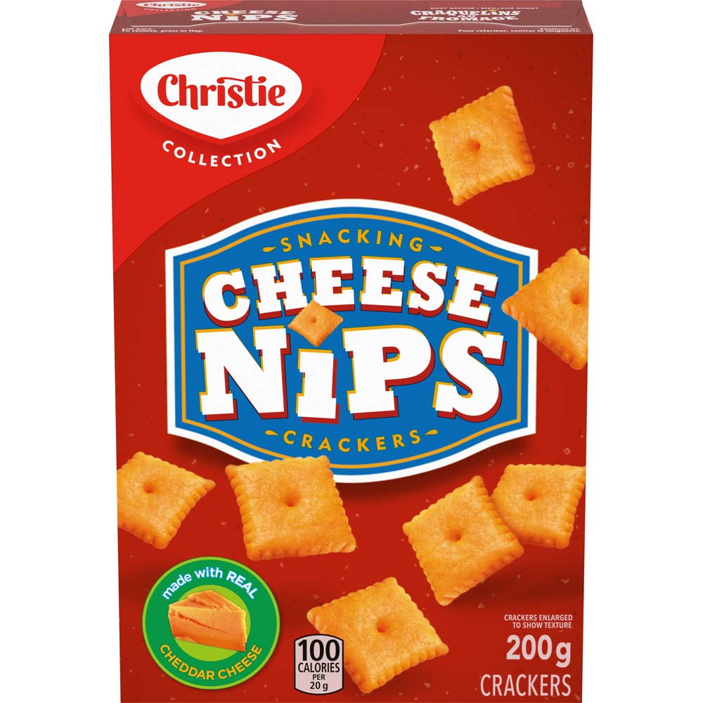 Christie Cheese Nips Cheddar DMF15 Baked Snack Crackers, 1 Box (200g ...
