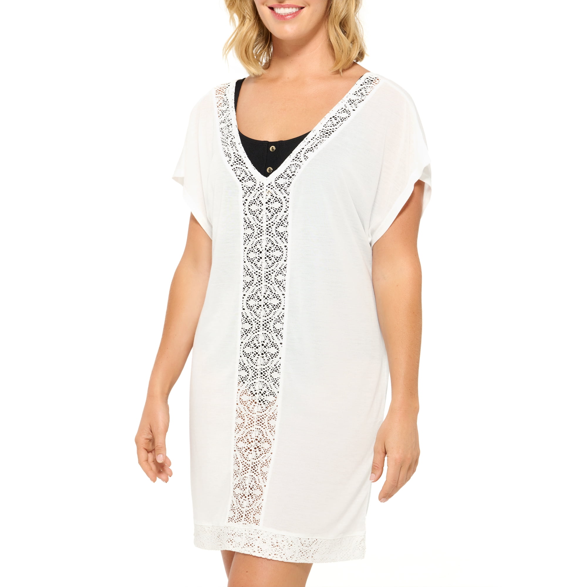 Christina women's V-Neck Coverup Dress - Stylish Beachwear - Walmart.com