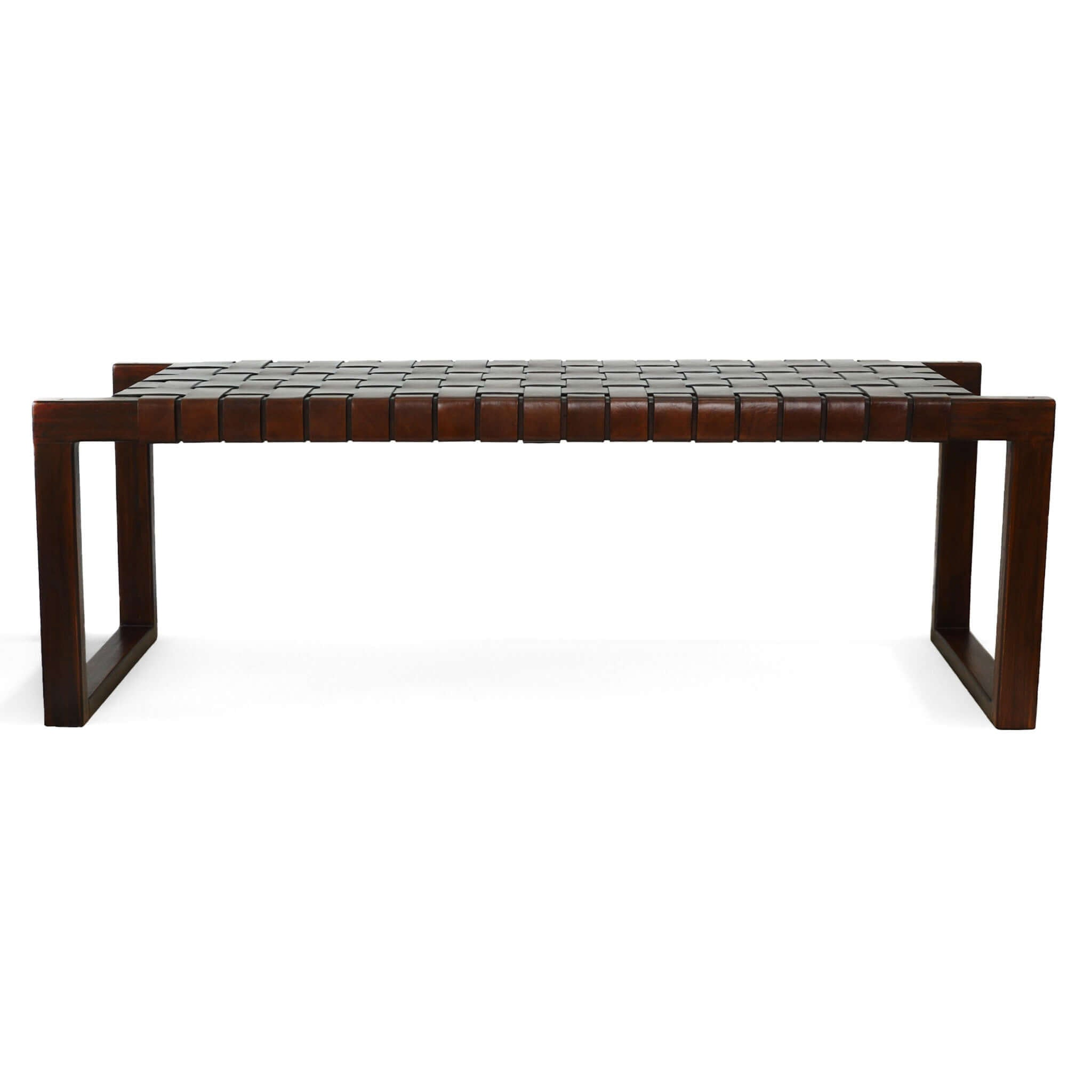 Christina Tan Leather Bench,Cognac,Dark Brown,Tan Genuine Leather,Solid ...