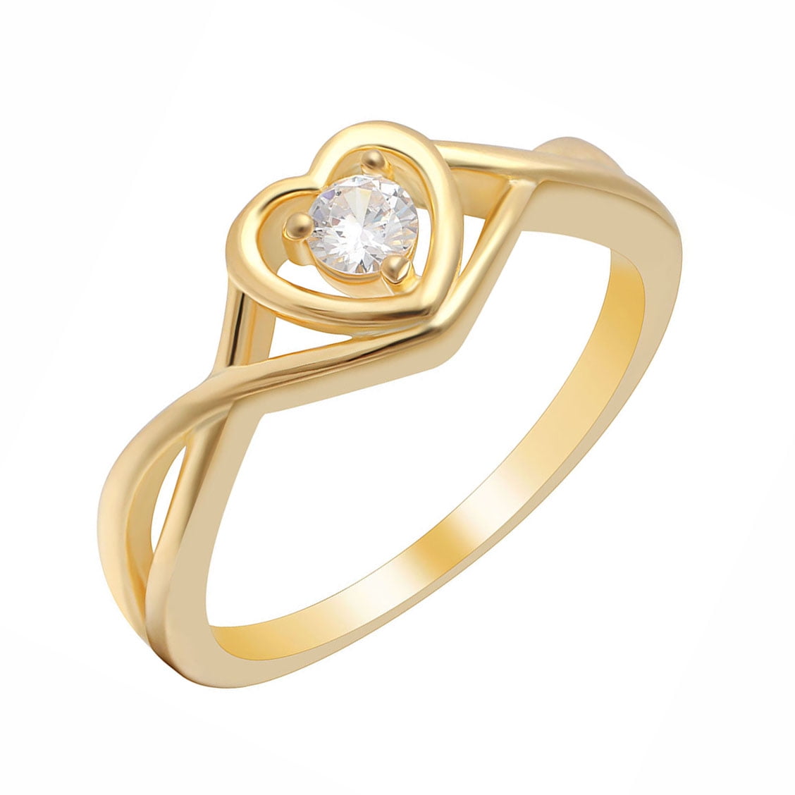 Christine Engagement Ring Promise Heart For Women Yellow or Rose Gold ...
