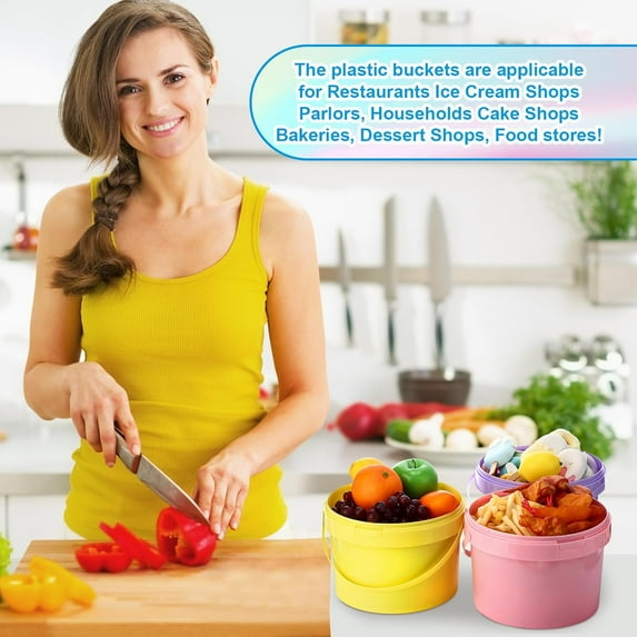 Christmas 1 Gallon Plastic Bucket with Lids and Handles Food Storage ...