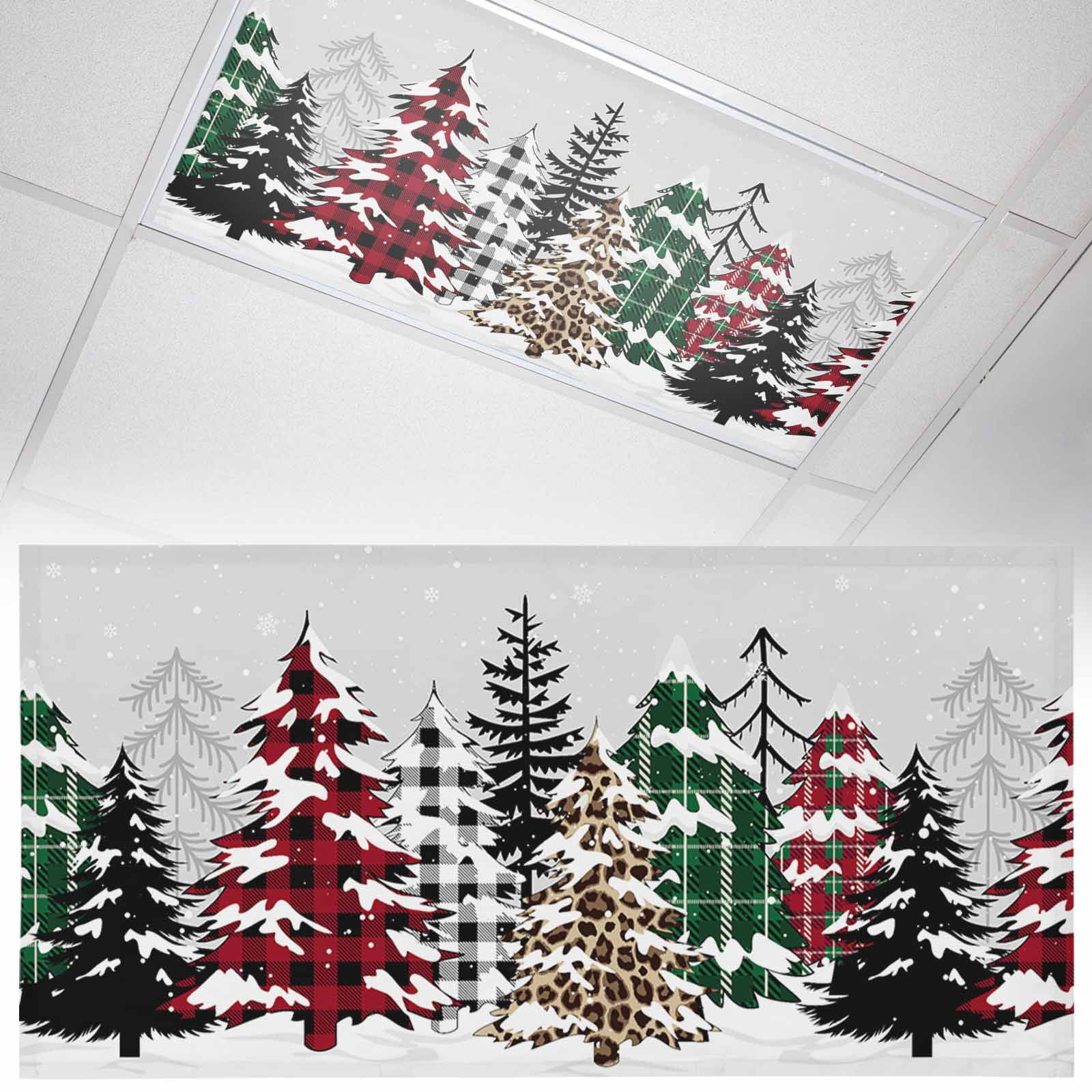 Christmas 1 Piece Red Green Plaid Leopard Xmas Tree Winter Snowflake ...