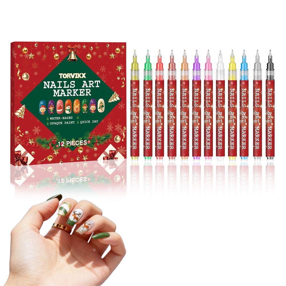 Christmas 12 Colors Nail Art Pens Set, DIY Drawing Pen Graffiti Nail ...