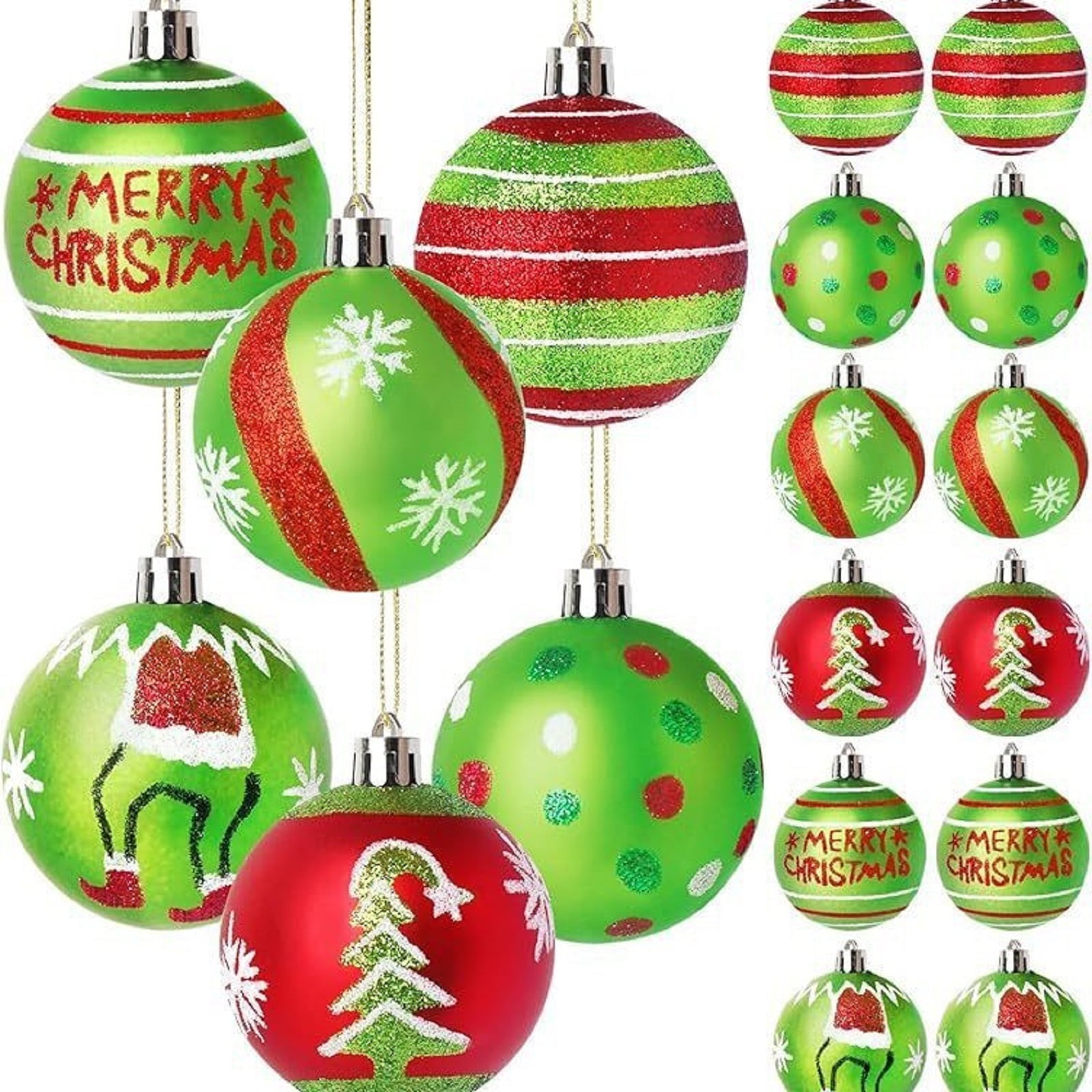 Christmas 12 Pcs 2.4 Inch Christmas Ball Ornaments Glittering Plastic ...