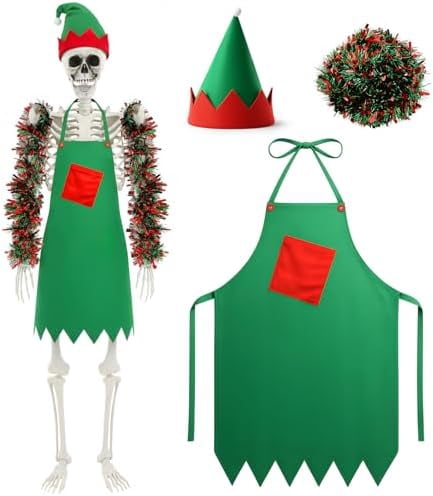 Christmas 12 ft Skeleton Elf Outfits Set Giant Christmas Skeleton Elf ...
