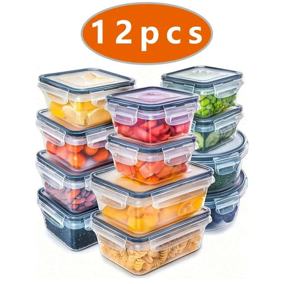 Christmas 12pcs Plastic Food Storage Containers with Lids, Organizer ...
