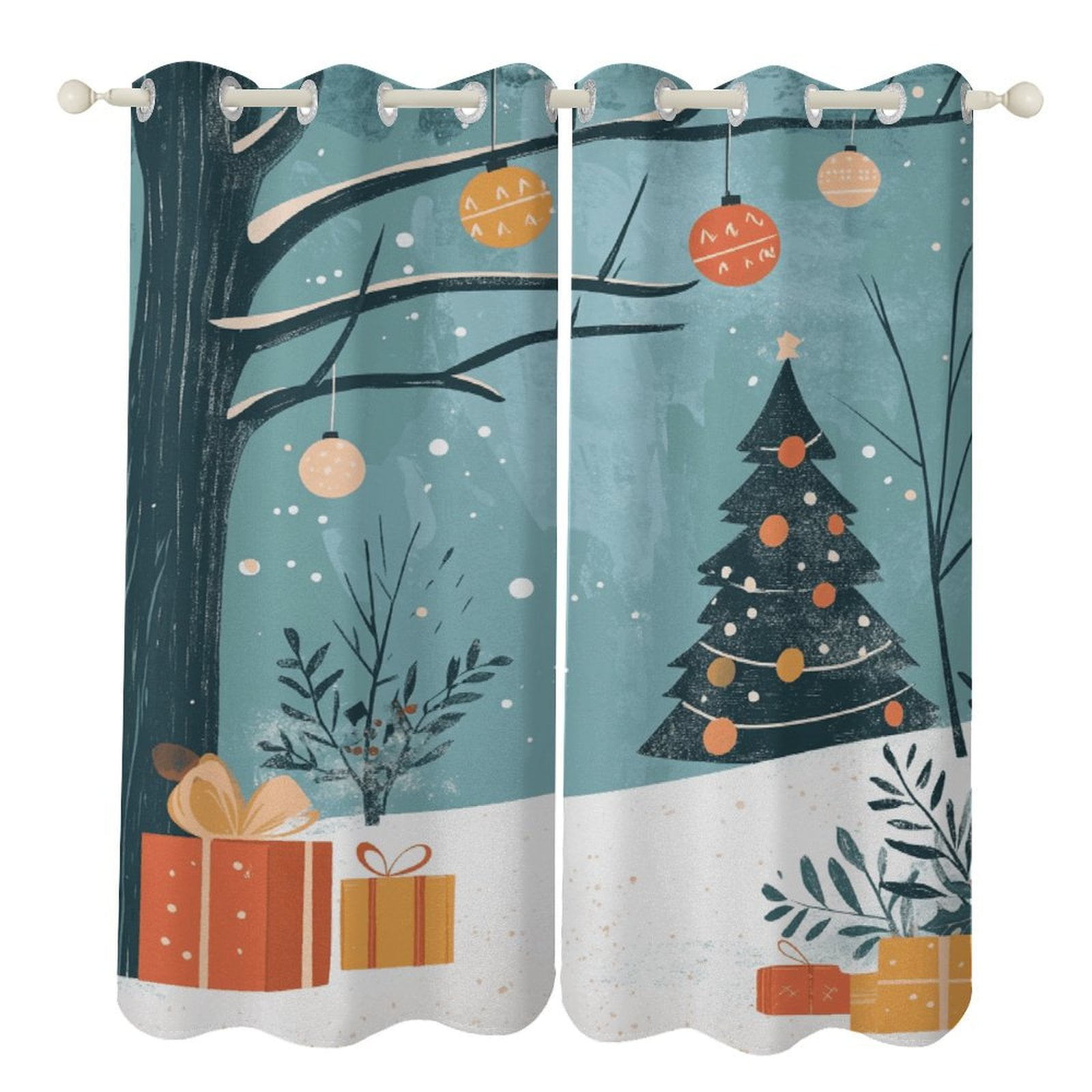 Christmas (13) 2 Panels Curtains for Bedroom Living Room Drapes Kitchen ...