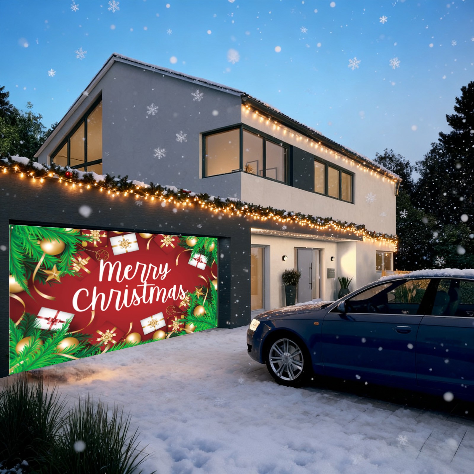 Christmas Tree Garage Door Cover 13x6 FT Decorations, with Magnetic ...
