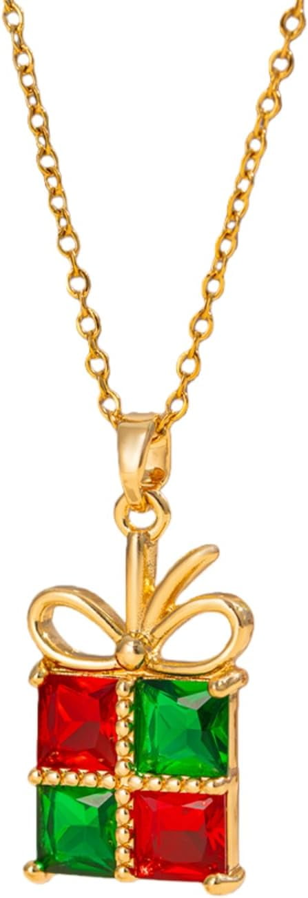 Christmas 14k Gold Plated Necklace for Women Red Socks Christmas Tree ...