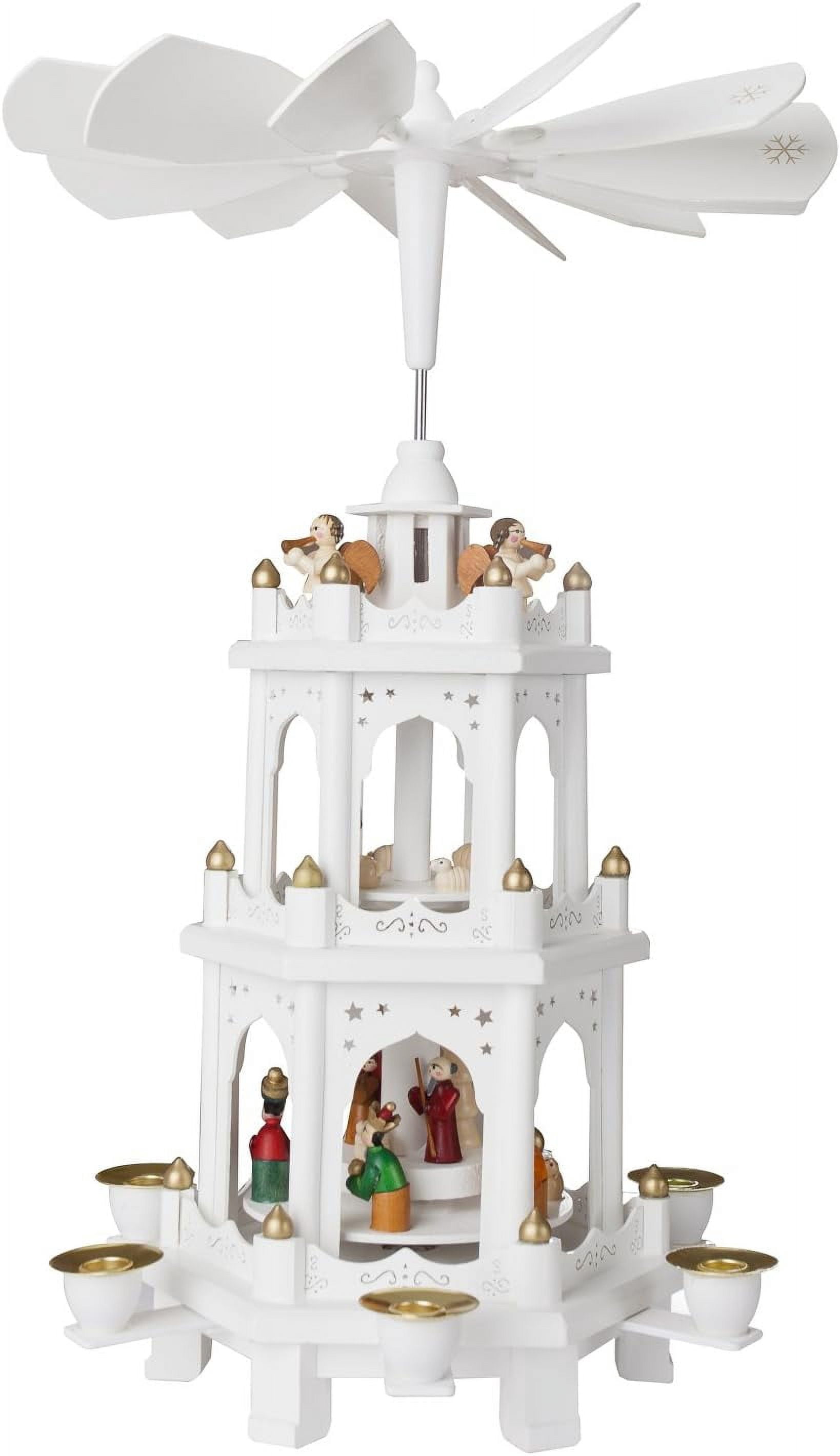 Christmas - 18 Inches - White - Wooden Nativity Play - 3 Tier Carousel ...