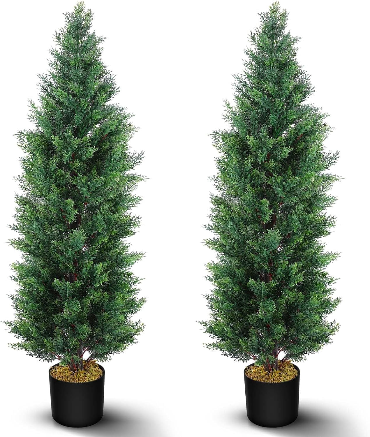 2 Pcs 4 Ft Artificial Topiary Cedar Trees, Outdoor Faux Pine Shrubs ...