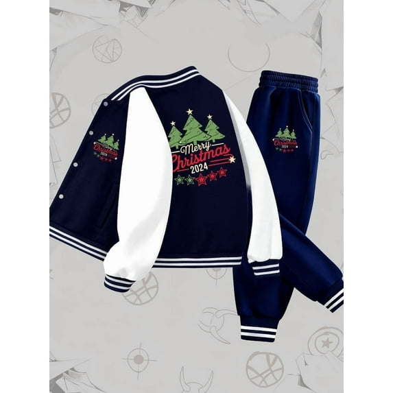 Christmas 2024 Tracksuit baseball uniform jacket set funny boy blue ...