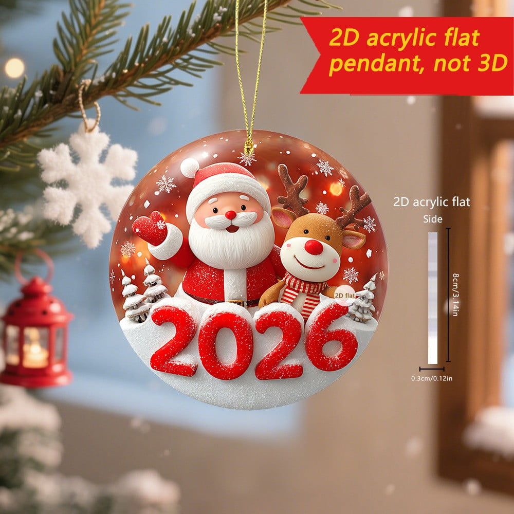Christmas 2026 Acrylic Mini Ornaments Set - Festive Decorative Small ...