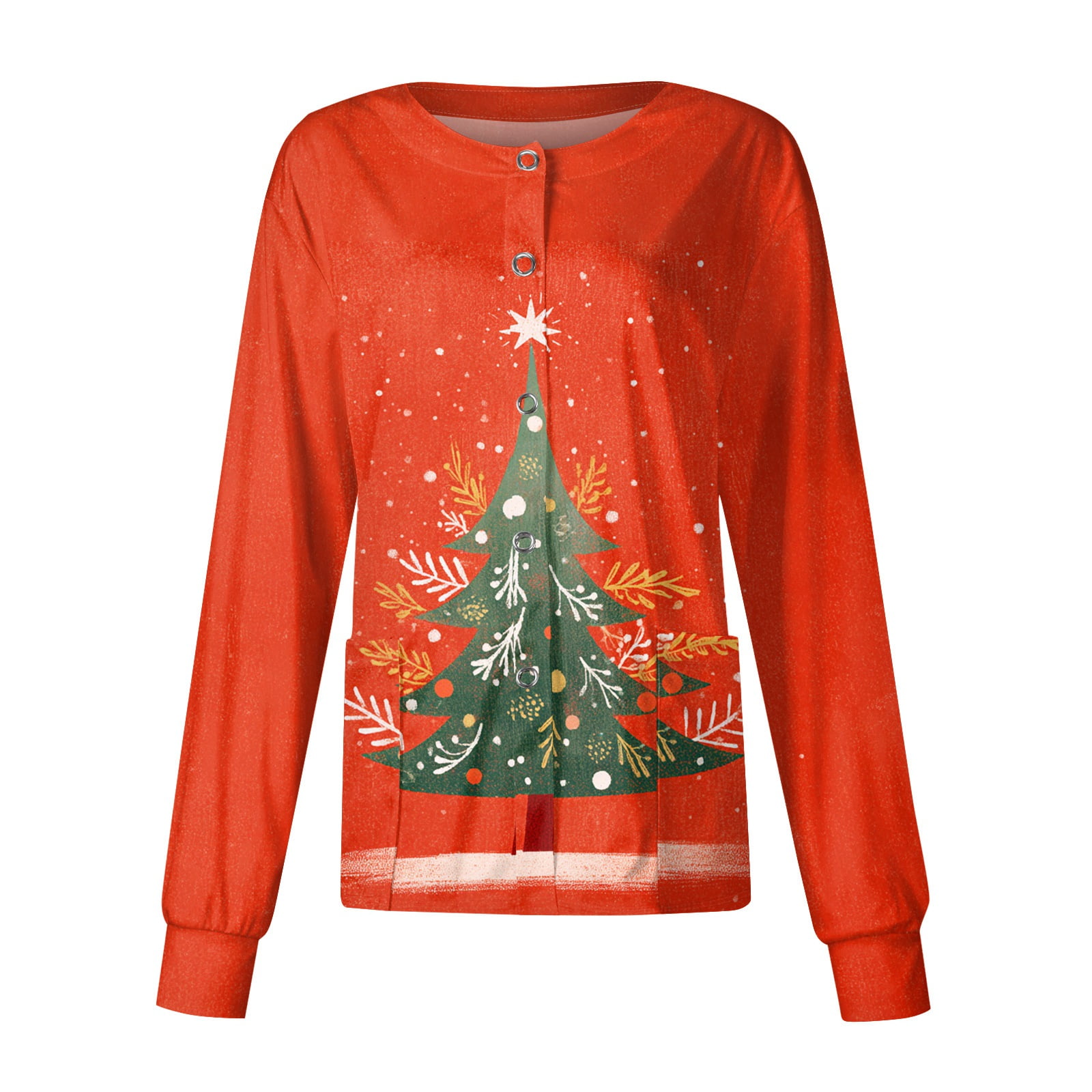 Christmas 2026 Nursing Jackets for Nurses Long Sleeve Snowflake Print ...