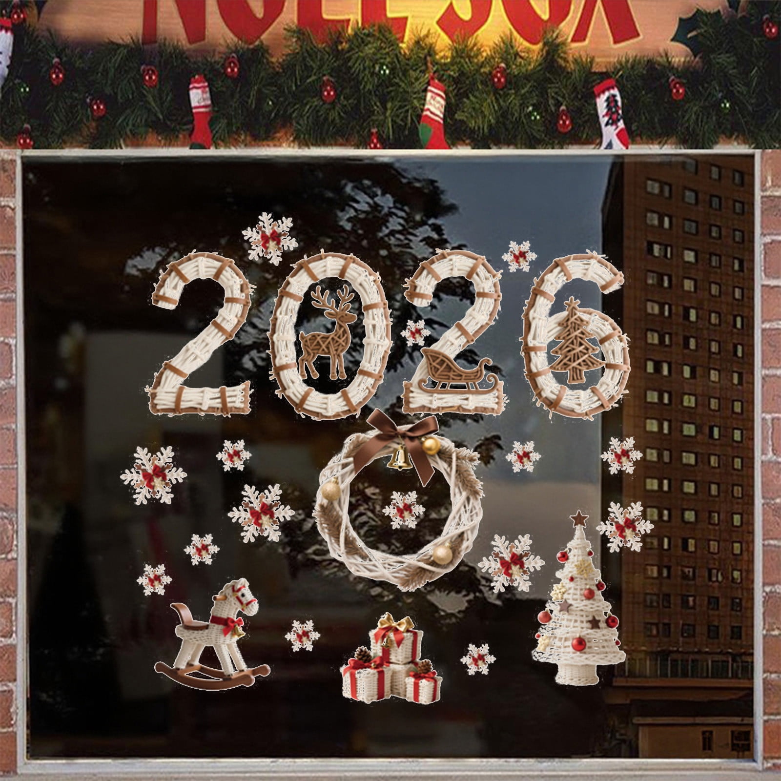 Christmas 2026 Removable Window Decals, Large Digital Glass Stickers ...