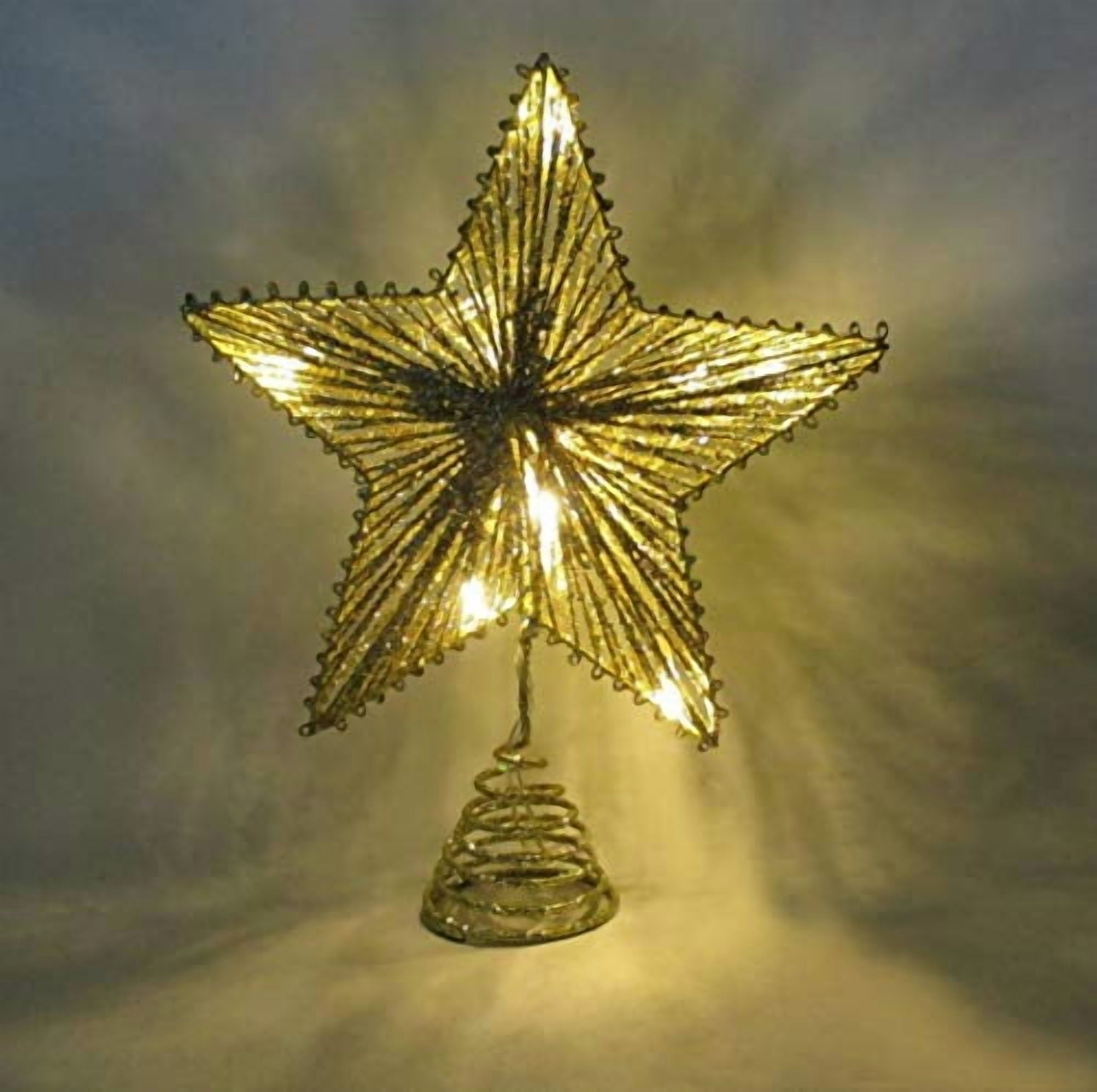 Christmas 250mm (10") Gold Springy Star with Warm White Led Lights ...