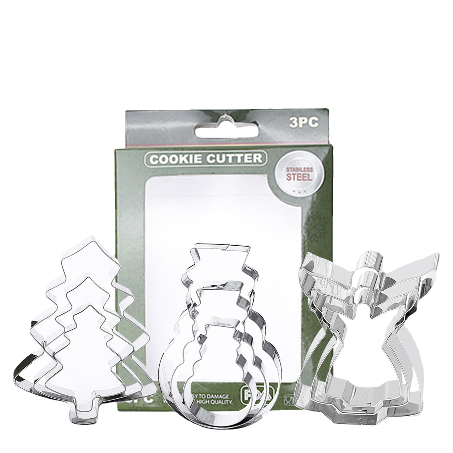 Christmas 3-Piece Cookie Mold Set Tree-Shaped Snowman Angel 430 ...