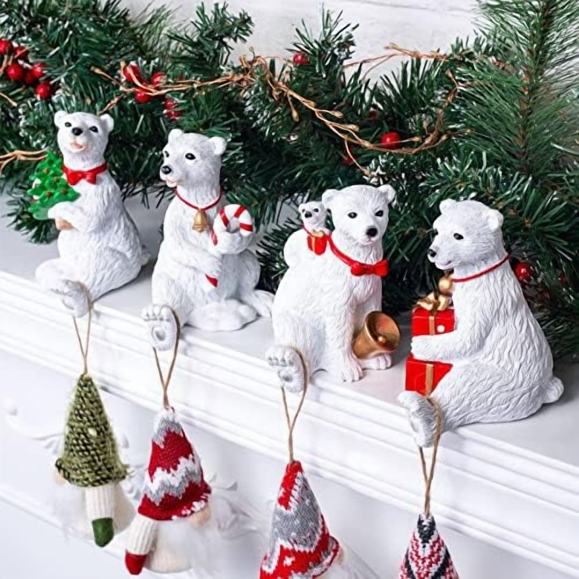 Christmas 3D Family Polar Bear Stocking Holders Set of 4, Joyful Polar ...