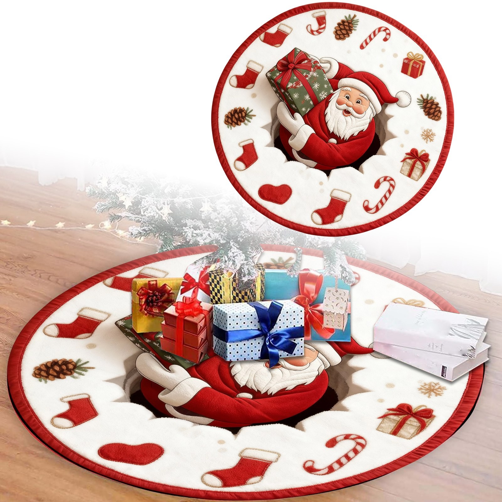 Christmas 3D Rug,Christmas Optical Illusion Rugs,Decorative Mat with ...
