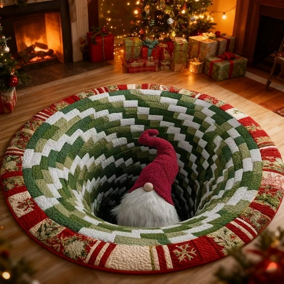 Christmas 3D Rug Christmas Optical Illusion Rugs, Round Swirl Rug ...