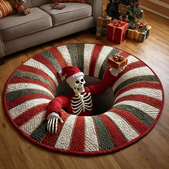 Christmas 3D Rug – Christmas Optical Illusion Rugs, Round Swirl Rug ...