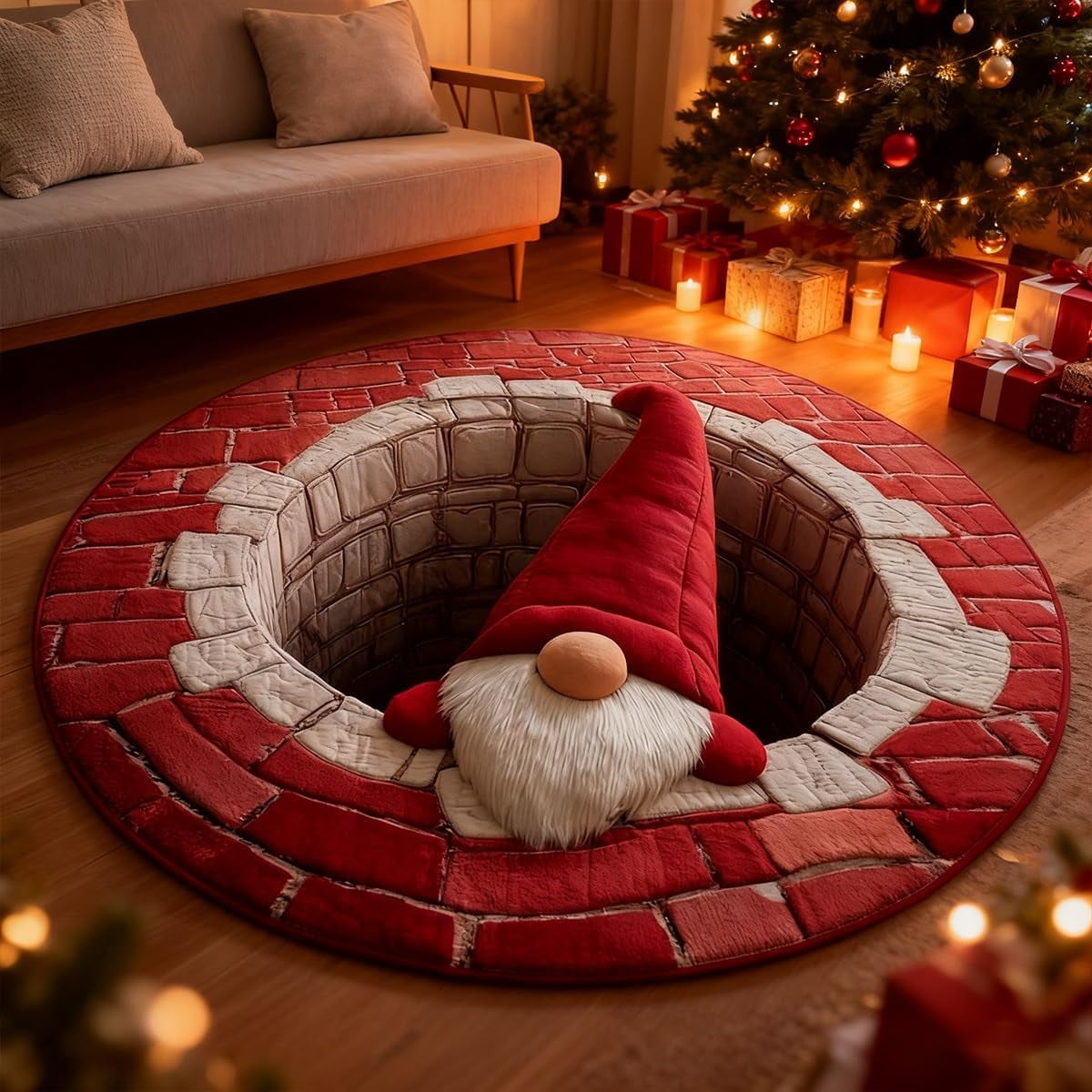 Christmas 3D Rug – Christmas Optical Illusion Rugs, Round Swirl Rug ...