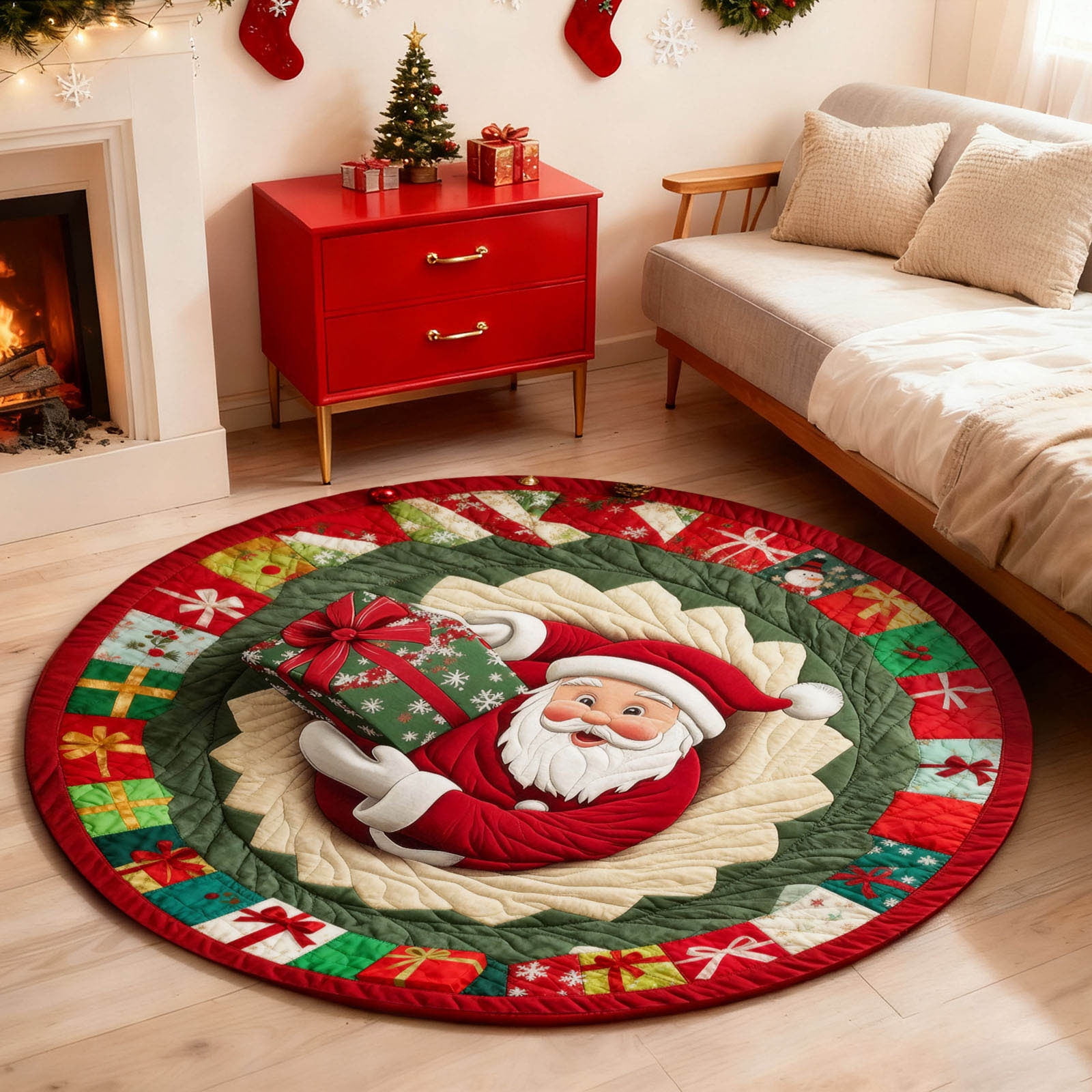 Christmas 3D Rug - Optical Illusion Area Rugs Santa Claus / Snowman ...