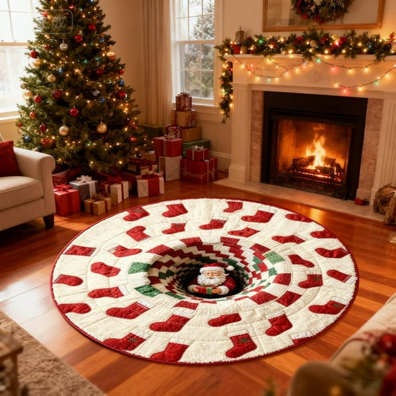 Christmas 3D Rug - Optical Illusion Area Rugs Santa Claus / Snowman ...