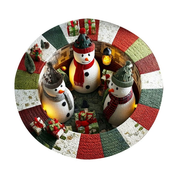 Christmas 3D Rug,Personalized Christmas Optical Illusion Rugs,Round ...