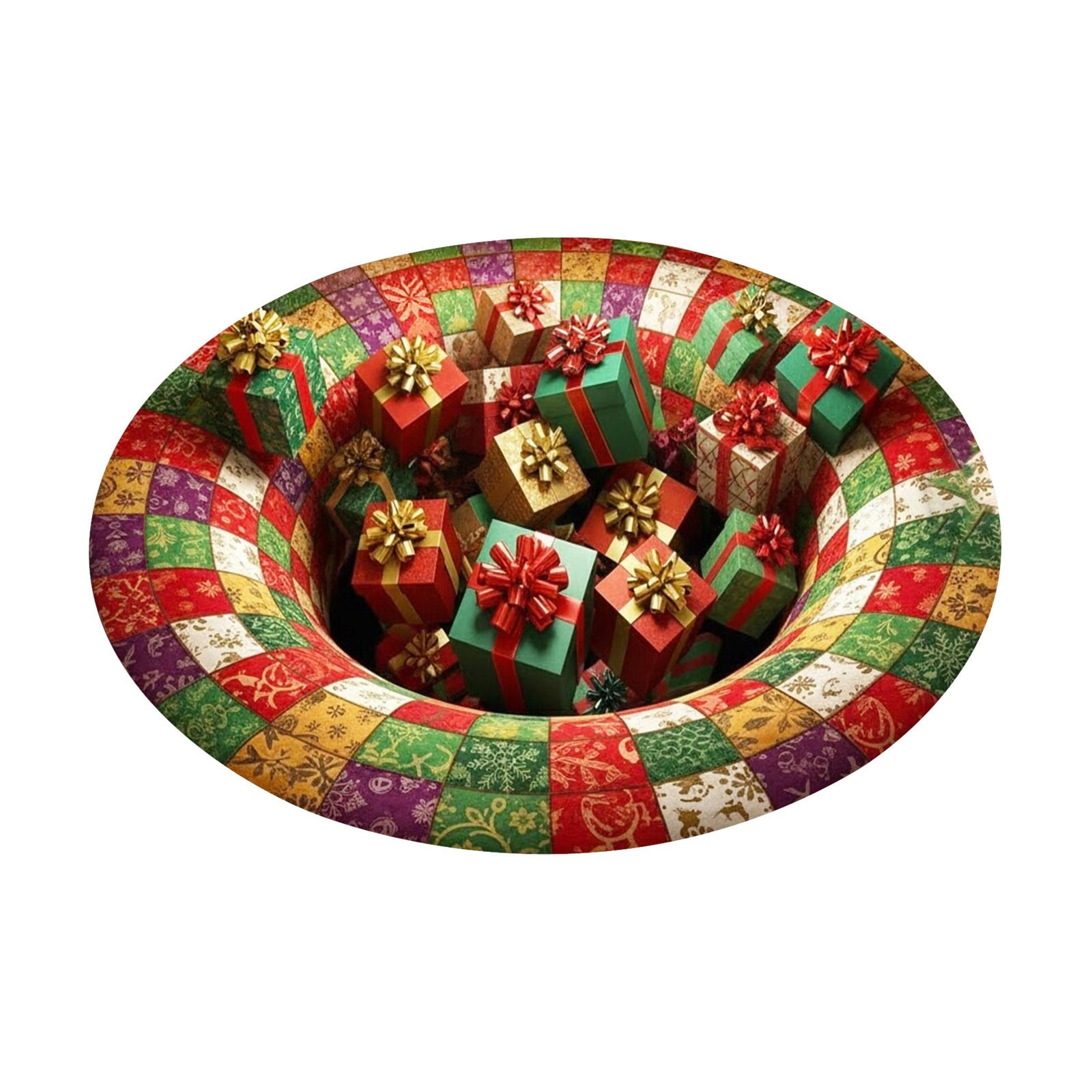 Christmas 3D Rug,Personalized Christmas Optical Illusion Rugs,Round ...