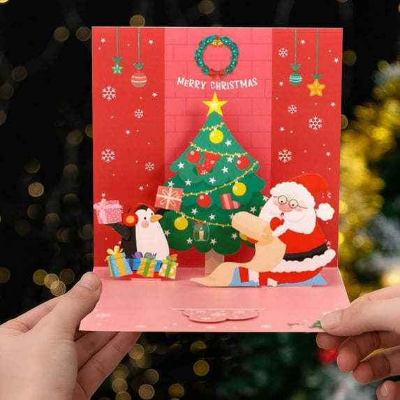 Christmas 3D Three Christmas Greeting Card Holiday Blessing Children's ...
