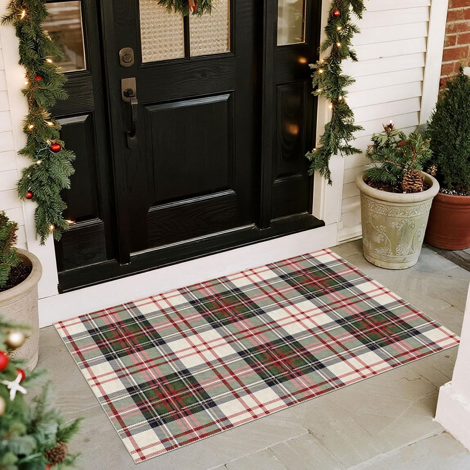 Christmas 3x5 Entry Rug - Small Washable Indoor Outdoor Mats for Front ...