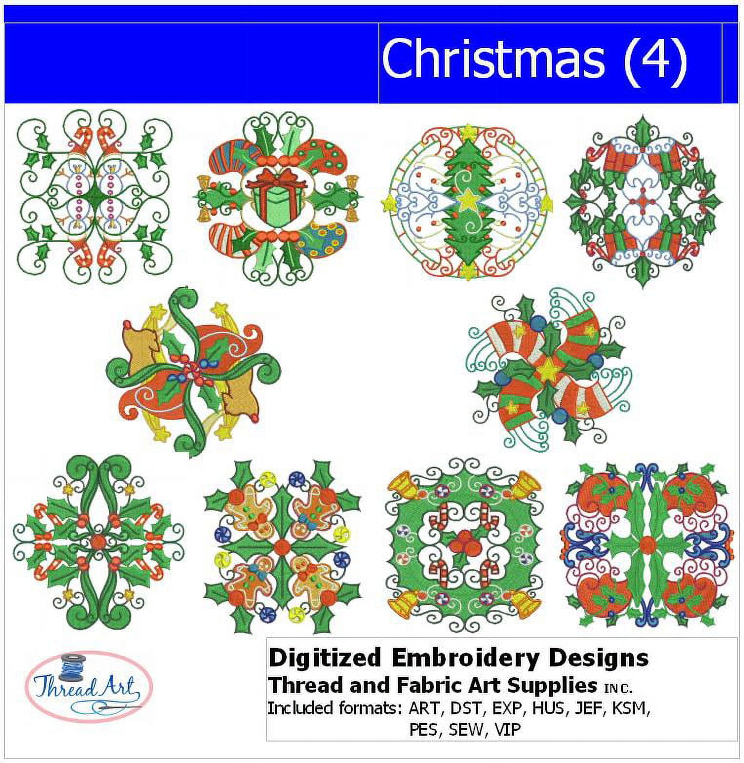 Christmas(4) Embroidery Designs - All Popular Formats Included - Loaded ...