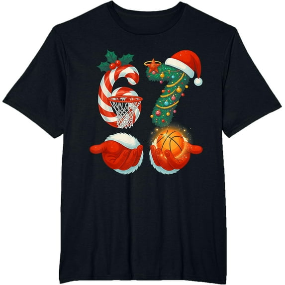 Christmas 6 7 Meme Basketball Pajamas Gen Alpha Slang T-Shirt - Walmart.com